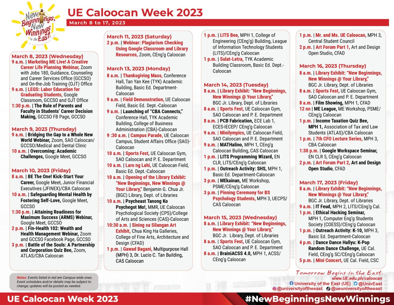 UE Caloocan Week Celebration Brings New Beginnings This March 2023! – University of the East