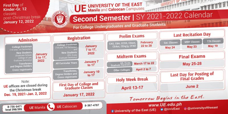 school calendar – University of the East